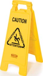 FLOOR SIGN WITH MULTI-LINGUAL “CAUTION” IMPRINT